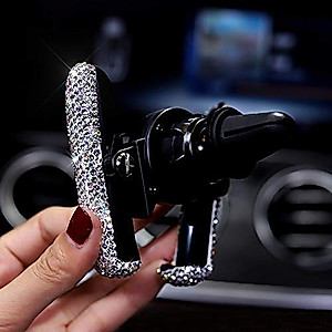 Bling Car Phone Holder Mini Car Dash Air Vent Automatic Phone Mount Universal 360°Adjustable Crystal Auto Car Stand Phone Holder Car Accessories for Women and Girls (White)