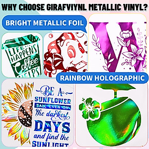 Holographic HTV Vinyl,Holographic Heat Transfer Vinyl - 12" X 12" 12 Sheets Soft Foil Iron on Vinyl for T-Shirts, Metallic Foil HTV Vinyl for Garments