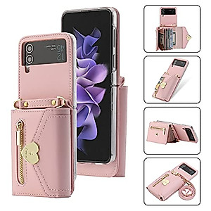 phone protective flip case Compatible with Samsung Galaxy Z Flip 4 5G Case with Card Holder and PU Leather Wallet Case Compatible with Women Girls 360 Shockproof Full Body Protection Bumper Shockproof