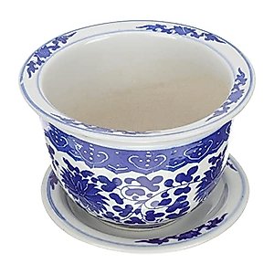 YARNOW Bonsai Hole Simple Seedling Plants Style Drainage Pots Pot Succulents, Indoor Flowerpot Plant and Storage Balcony Cactus Saucer, Display Pots, Office Porcelain White Inch Round