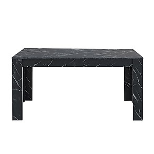 GIA Home Series 5pcs Modern Dining Set Include Rectangle 59"x35"x29.56" Faux Black Marble Wooland Table and Four Dining Chairs with Upholstered Linen Seat,Gray