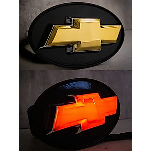 Autogem Compatible for Chevy Hitch Cover | Officially Licensed LED Light Trailer Towing Hitch Cover Receiver Chrome Finish
