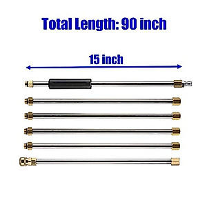 M MINGLE Pressure Washer Wand Extension, Replacement Lance, 7.5-Feet, 1/4 Inch Quick Connect, 4000 PSI