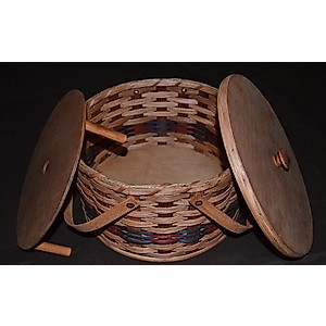 Amish Wares Round Double Pie Basket with Two Swivel Handles, Divider Tray and Lid - Authentic and Collectible Basket Handmade in USA