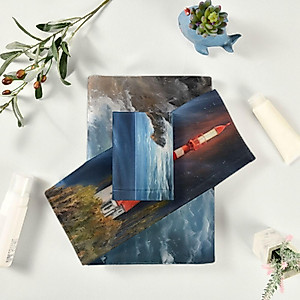 Flradish Lighthouse Towels 3 Pack Bath Towels for Bathroom Set Soft Cotton Highly Absorbent Lightweight & Quickdry Towel Set 1 Bath Towel,1 Hand Towel,1 Washclothe