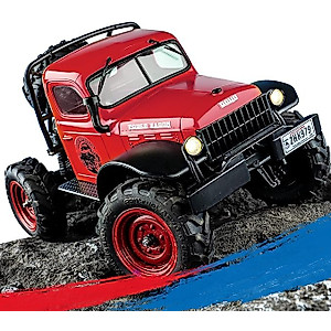 EAZYRC x FMS FCX24 1/24 RC Truck RTR 4X4, 4WD RC Crawler RTR Truck RC Car for Sandland Desert Off-Road for Men with Battery, LED Light,Transmission and USB Charger (red)