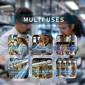 Njvial 28Pcs 30ml(1oz) Small Glass Vials with White Lids Lab Sample Vials Empty Refillable Perfume Travel Mini Glass Bottles with Screw Caps for Essential Oils