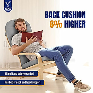 YEFU Adirondack Chair Cushion, Rocking Chair Cushions High Back, Thickened Patio Chair Pad for Indoor and Outdoor, 49x20x5 Inch, Gray