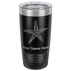 LaserGram 20oz Vacuum Insulated Tumbler Mug, Starfish, Personalized Engraving Included (Black)