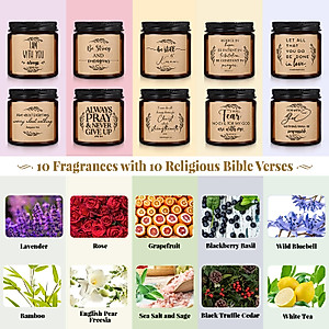 10 Jars Christian Religious Scented Candle Gift Women Set 3.5 oz Bulk Catholic Bible Verses Thank You Gift for Women Faith Friends Teacher Employee Motivational Inspirational Coworkers Gifts(Brown)
