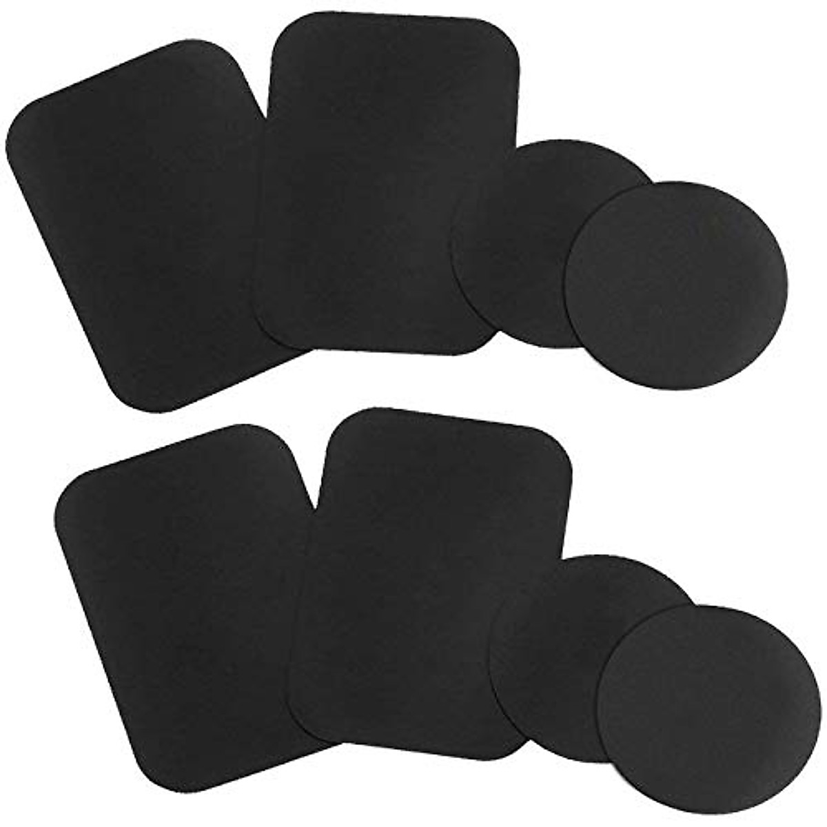 WixGear Metal Plates (8 Pack) with Adhesive for Magnetic Cradle-Less Mount - 4 Rectangle and 4 Round (Compatible with Magnetic Mounts) (Black)