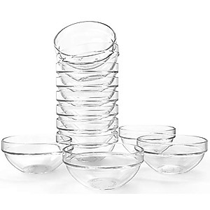 Lawei Set of 12 Glass Bowls - 3.5 inch Mini Prep Bowls Serving Bowls Glass Salad Bowl for Kitchen Prep, Dessert, Dips, Candy Dishes