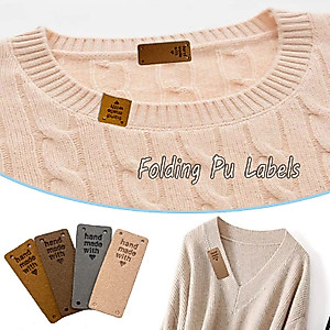 WiYould 50 Pcs PU Leather Label Handmade Sew on Tag Label Faux Leather Handmade Embossed Tag Embellishment Crochet Knit DIY Jeans Bags Shoes Hat Apparel Accessories(Love, 10c)