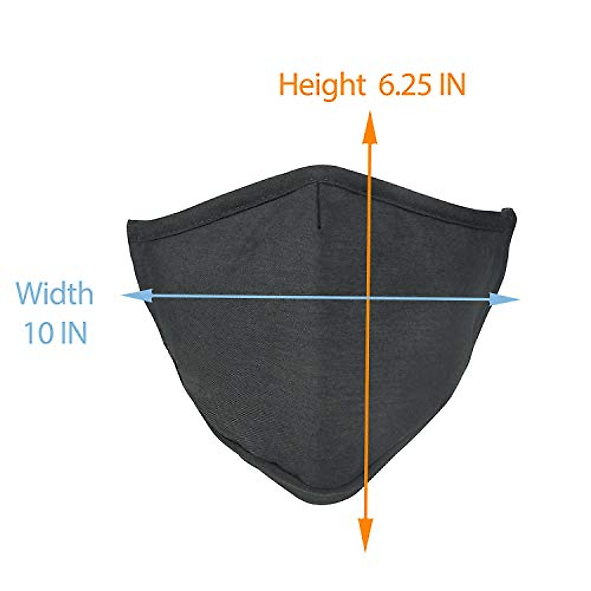 ililily Black Cotton Washable Nose Wired Face Mask Filter Pocket Wide Cover With Filter (Black)