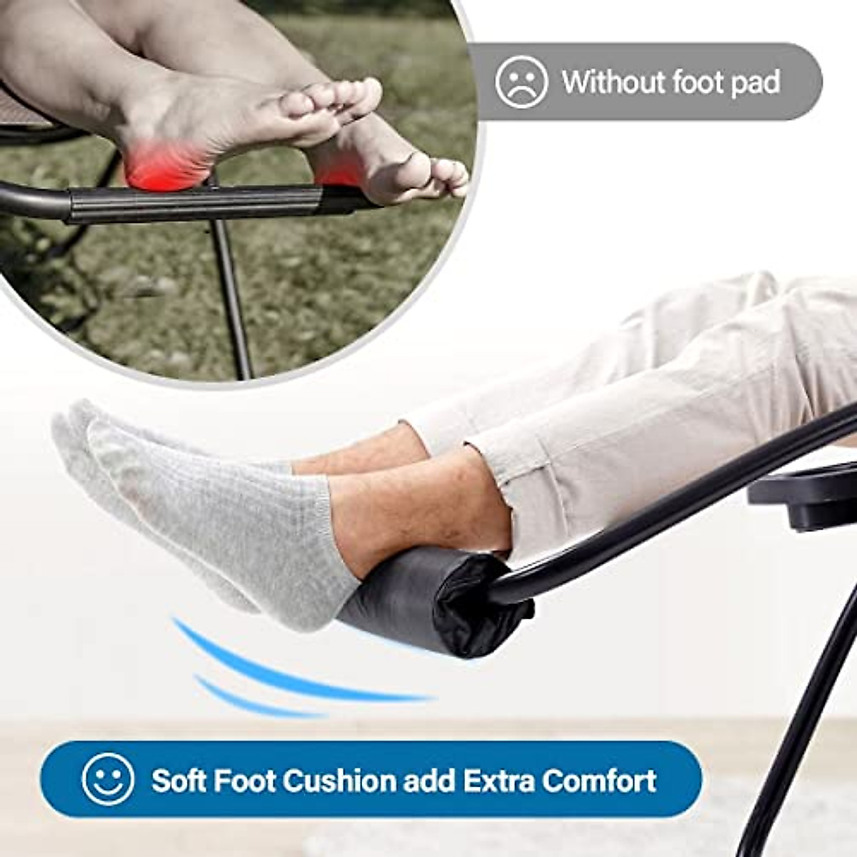 Ezcheer Padded Zero Gravity Chair Oversized with Foot Rest Cushion, Support 400 lbs Patio Beach Lounge Chair, Camping Lawn Outdoor Recliner with Cup Holder