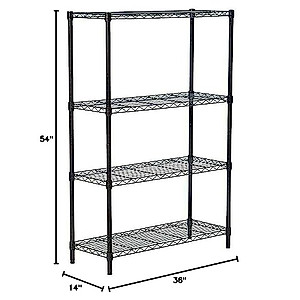 Juggernaut Storage 36" W x 14" D x 54" H Four-Shelf Steel Shelving Unit, 1400 lb Capacity, Black