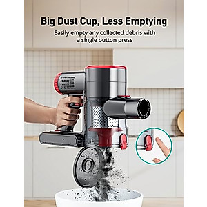 Aspiron Cordless Vacuum Cleaner, Vacuum Cleaners for Home with Large LED Touch Display, Brushless Motor, LED Headlights, Handheld Vacuum for Hard Floors, Carpets, Sofa, Car, Grey