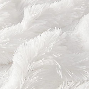 YUSOKI White Queen Faux Fur Blanket,2 Layers,90"x90" Without Pillows Big Soft Plush Fuzzy Large Warm Fluffy Throw Blanket for Bed
