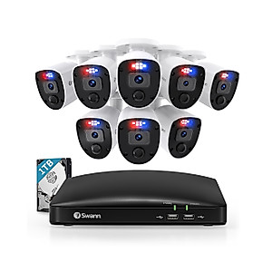Swann Home DVR Security Camera System with 1TB HDD,8 Channel 8 Camera,1080p Video,Indoor or Outdoor Wired Surveillance CCTV,Color Night Vision,Heat Motion Detection,LED Lights,846808