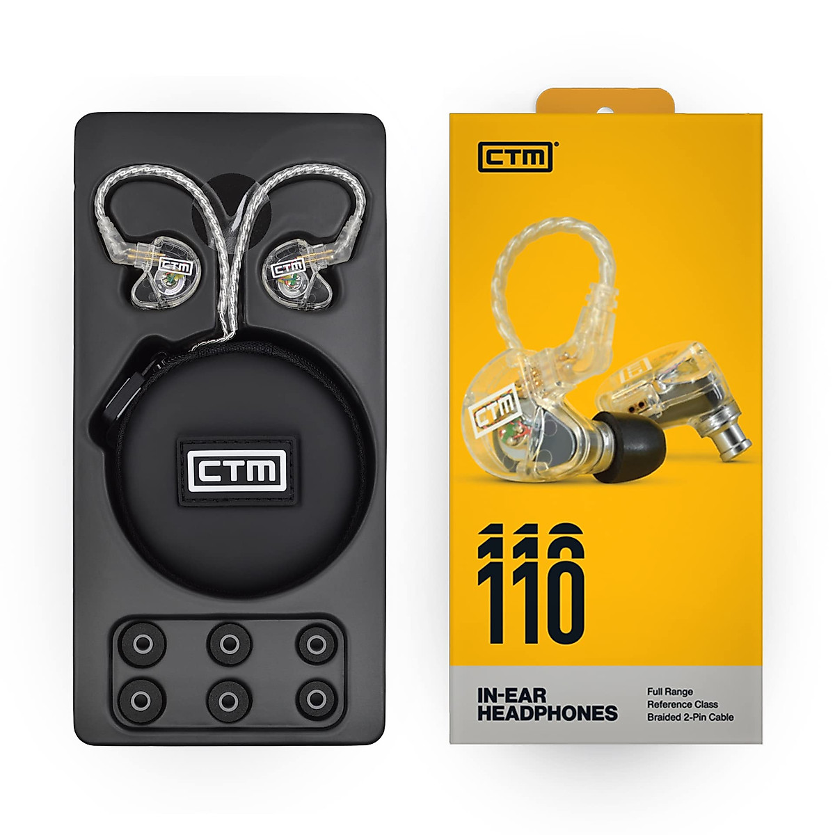CTM CE110 - Pro Isolating Single Driver Wired Earphones by Clear Tune Monitors Titanium Coated Dynamic Driver Detachable Cable High Fidelity in-Ear Monitor