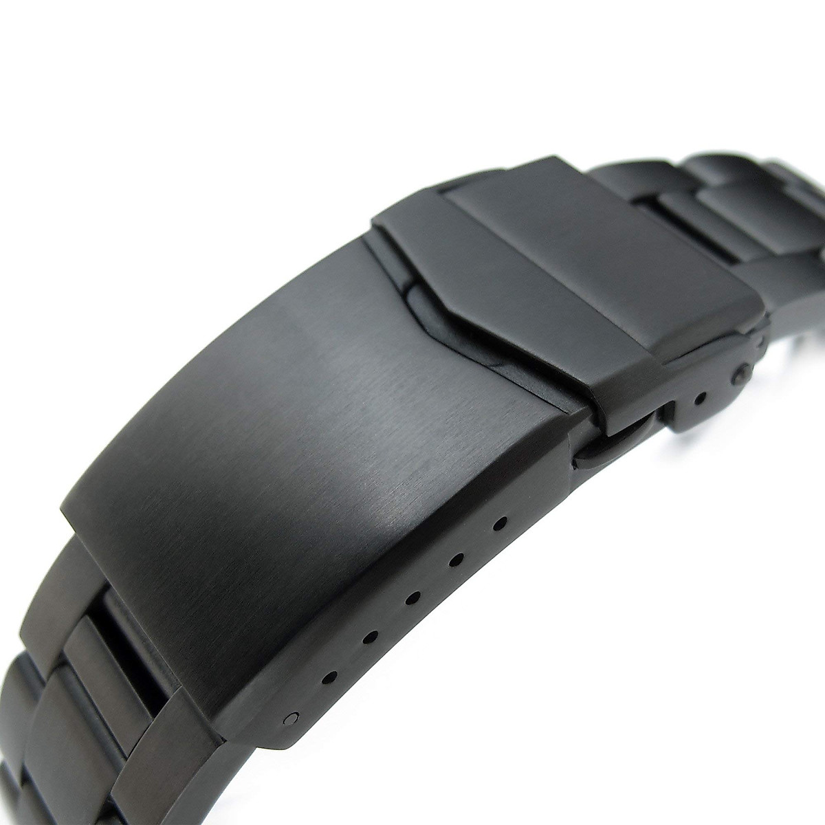 22mm DLC Black Watch Band compatible with Seiko 5 SRPD51, Super-O Boyer 316L SS