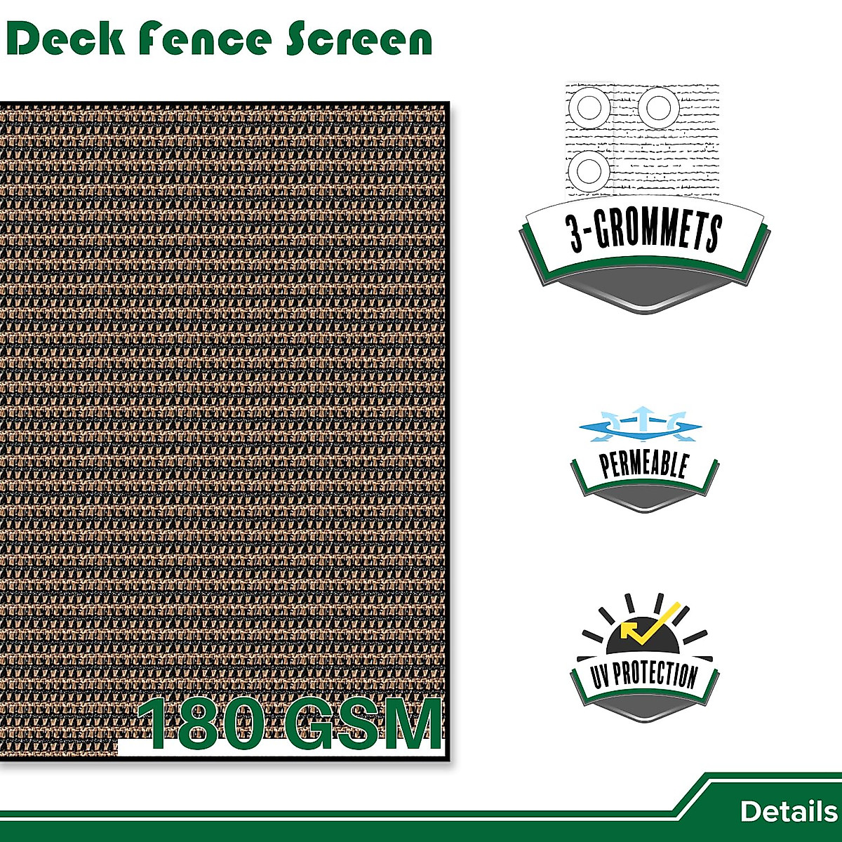 Goleray 3'x50' Brown Balcony Privacy Screen Fence Outdoor Patio Mesh Shade Net Cover, UV Protection Shade Cloth Temporary Fencing for Apartment Railing Porch Deck