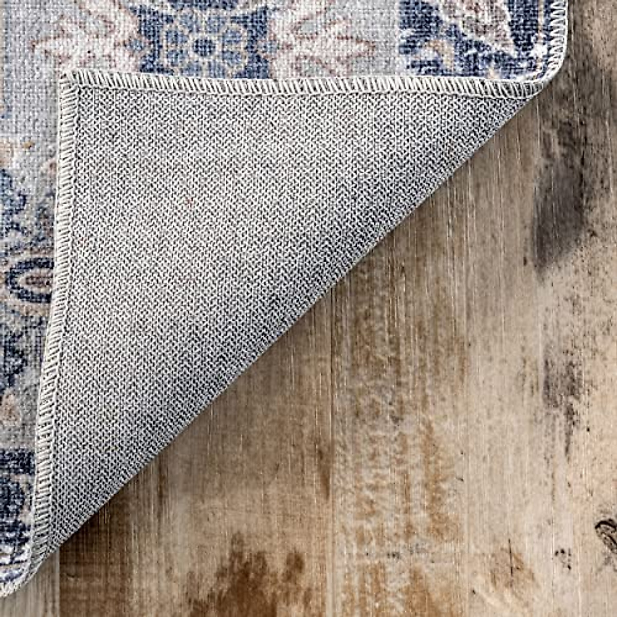 nuLOOM Elsa Floral Blossom Machine Washable Ultra Thin Area Rug, 8' x 10', Blue