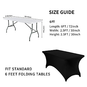 Fokitut 6 Pack Spandex Table Cover for 6FT Table Universal Fitted Stretch Tablecloth for Party, Banquet, Wedding and Events-Black