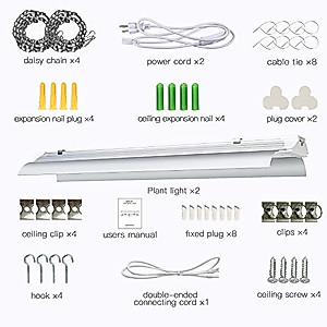 SZHLUX Grow Light 2FT 80W (2×40W) Full Spectrum LED Grow Light, Linkable Sunlight Plant Light for Indoor Plants, Grow Light Strip, Grow Lamp with On/Off Switch - 2 Pack