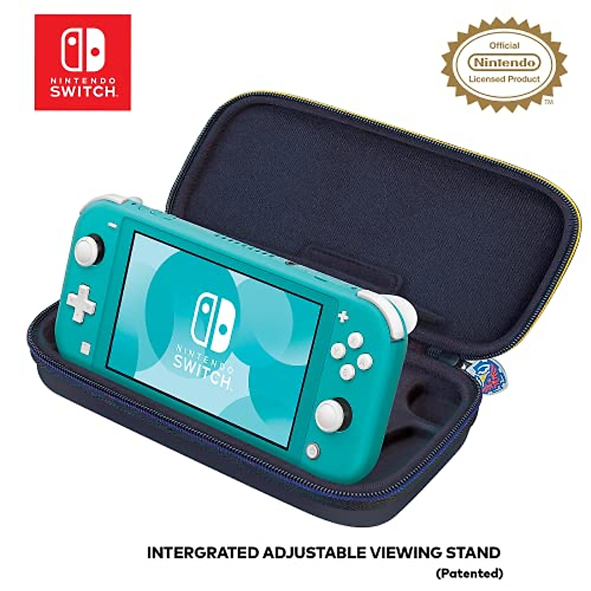 Game Traveler Zelda Nintendo Switch Lite Case - Switch Lite Carrying Case for Switch Lite & Travel Case, Adjustable Viewing Stand, Bonus Game Case & Deluxe Carry Handle, Licensed Nintendo game case