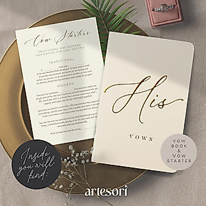 ARTESORI Wedding Vow Book for Her, Soft Touch, Gold Foil Engraving & 28 Lined Pages - Wedding Vow Books His and Hers, Wedding Essentials, Wedding Registry Ideas - Wedding Day Gifts, Bride Book [Ivory]