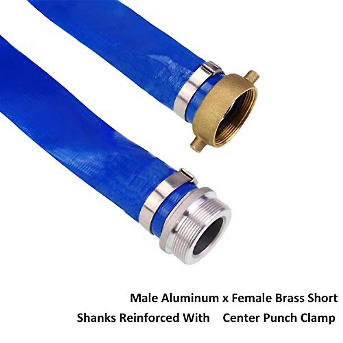 2" x 100ft Blue PVC Backwash Hose for Swimming Pools, Heavy Duty Discharge Hose Reinforced Pool Drain Hose with Aluminum Pin Lug Fittings