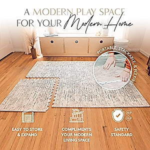 Famokids - Baby Play Mat, Tummy Time Mat, Soft & Comfortable Foam Play Mat for Baby, Interlocking Foam Mat, Non-Toxic & Waterproof Mat, Medium, 4 x 6 ft, Amber (Beige)