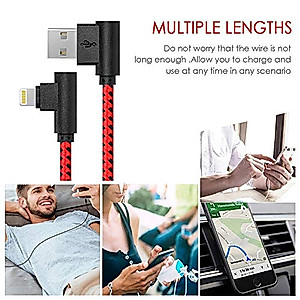 Certified Lightning Cable,iPhone Charger 5 Pack(0.7FT/3FT/3FT/6FT/10FT) Extra Long Nylon Braided USB Charging&Syncing Cord Compatible with iPhone 12/11/Pro/Xs Max/XS/XR/7/7Plus/X/8/8Plus/6S Plus