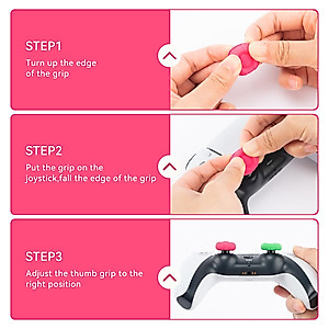 GeekShare Silicone Thumb Grip Caps for Playstation 5 Controller, Thumbsticks Cover Set Compatible with Switch Pro Controller and PS4 PS5 Controller, 3 Pairs / 6 Pcs (Red+Green)