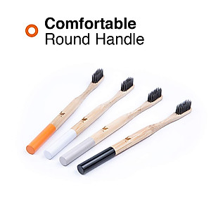 Native Birds Bamboo Toothbrush with Soft Charcoal Infused Bristles, Set of 4