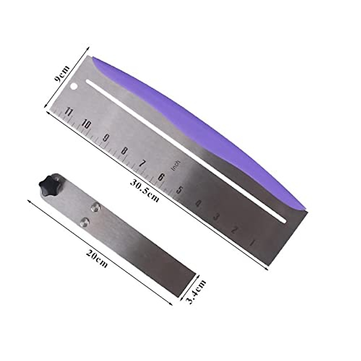 12 Inch Cake Scraper Smoother, Stainless Steel Cake Bench Scraper Decorating Tools for Icing Frosting Cream Edge - Adjustable Kitchen Spatula for Mousse, Cheese, Cream Cake (Purple)