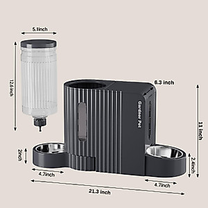 Gardner Pet Automatic Gravity Cat Food Feeder and Water Dispenser Stainless Steel Two-in-One Set Large Capacity Dispenser for Pets Dogs, Puppies, Kittens, Rabbits