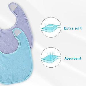 Vicloon Baby Bibs, 8Pcs Terry Bib Set, Baby Bibs for Boys, Girls,Terry Drool Cotton Bibs Waterproof protection, Adjustable hook-&-loop closure, Baby Bibs t for Feeding, Drooling(color)