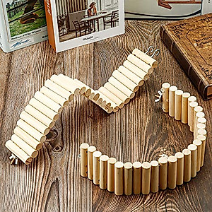 Wooden Pet Ladder Bridge 2 Pieces Soft Animal Bridge Toy Bendable Cage Habitat Toy for Hamster Mouse Chipmunk and Other Small Animals