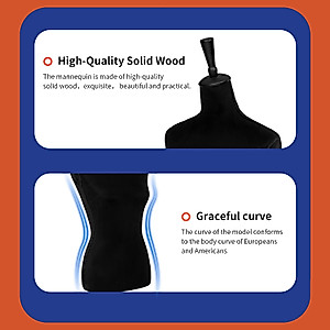 PayLessHere Female Mannequin Torso Sewing Mannequin Dress Form Mannequin Body 53-67 Inch Adjustable Dress Mannequin with Stand Wood Base for Sewing Counter Window Display (Black, 53-67 Inches)
