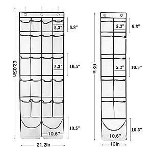 ULG Over The Door Shoe Organizer 22 Pockets Shoe Holder & 12 Mesh Pockets Hanging Shoe Holder Hanger Hanging Shoe Organizer with 3 Adjustable Metal Hooks