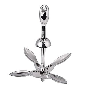 Marine Kayak Anchor, 1.5KG Heavy Duty 316 Stainless Steel Folding Grapnel Boat Anchor Easy to Install Grapnel Anchor, Boating Accessories for Kayaks Canoes Paddle Boards Small Watercrafts