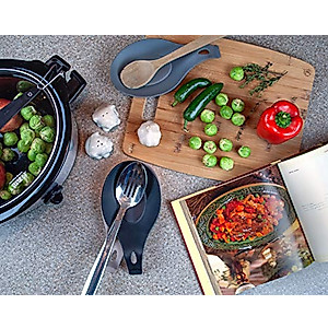 Modern Silicone Spoon Rests (Set of 3) | Kitchen Utensil Holders for Stove Top | Quality Food Grade BPA Free Material | Counter Spatula Holder | Stovetop Spoon Rest