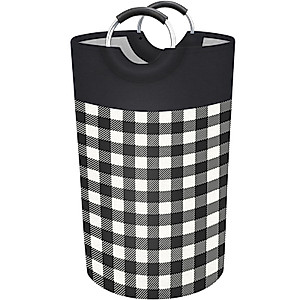 BlissTotes Large Laundry Basket Laundry Hamper Bag Washing Bin Clothes Bag Collapsible Tall With Handles Waterproof Travel Bathroom College Essentials Storage For College Dorm, Family (Black, L)