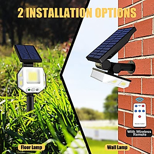 JiocoVino Solar Spot Lights Outdoor IP65, Smart Sensor & 3 Lighting Modes - 88LED Solar Spot Lights Outdoor Apply to Wall Lights for Garden Pathway, Solar Powered Landscape Lights, 2 Pack (Cool White)