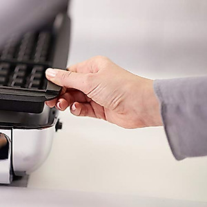 All-Clad Electrics Stainless Steel Waffle Maker 4 Section Nonstick, Upright Storage 1600 Watts 6 Browning Levels, Square, Belgium Waffle, Removable Plates, Dishwasher Safe