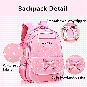 LANSHIYA 2Pcs Princess Bow Girls Backpack 2-Piece Elementary School Bag Kids School Travel Bag Set