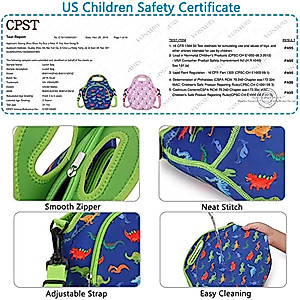 VONXURY Cute Lightweight Dinosaur Kids Backpack and Neoprene Lunch Bag Bundle
