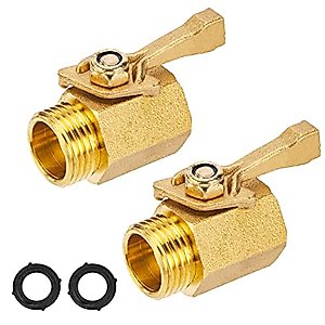 JOEJET Garden Hose Shut Off Valve, Heavy Duty Brass Shut Off Valve for Garden Hose with 2 Rubber Washers, 3/4 Inch, 2 Pack